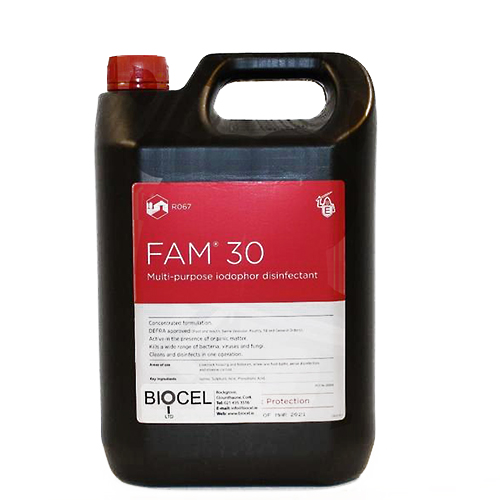 FAM 30 • Farm Disinfectant Kills Bacteria & Viruses • Biocel Ltd